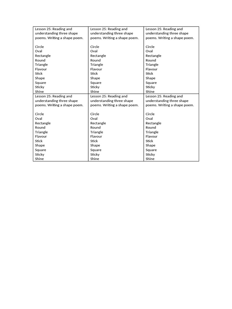 Shape Poems: Reading and Writing Guide | PDF