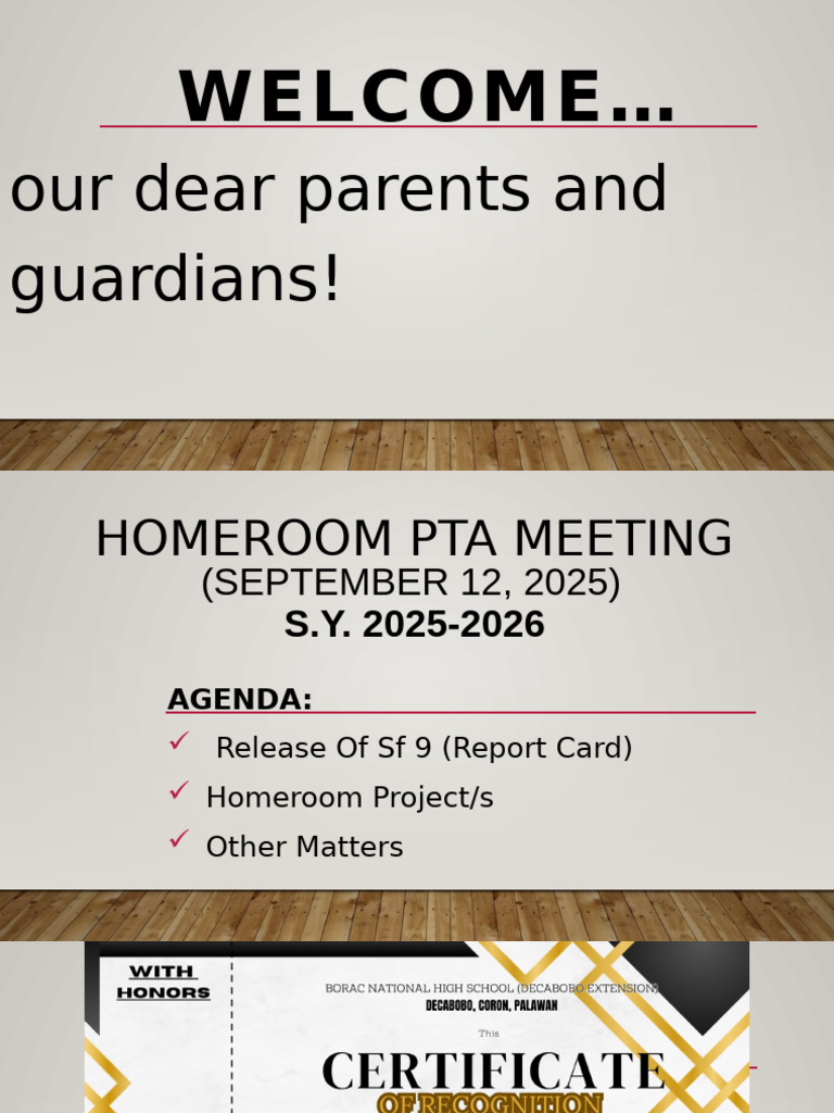Homeroom PTA Meeting Agenda 2025 | PDF