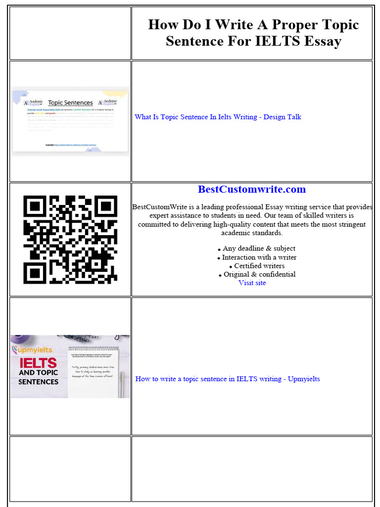 How Do I Write A Proper Topic Sentence For IELTS Essay | PDF | Essays