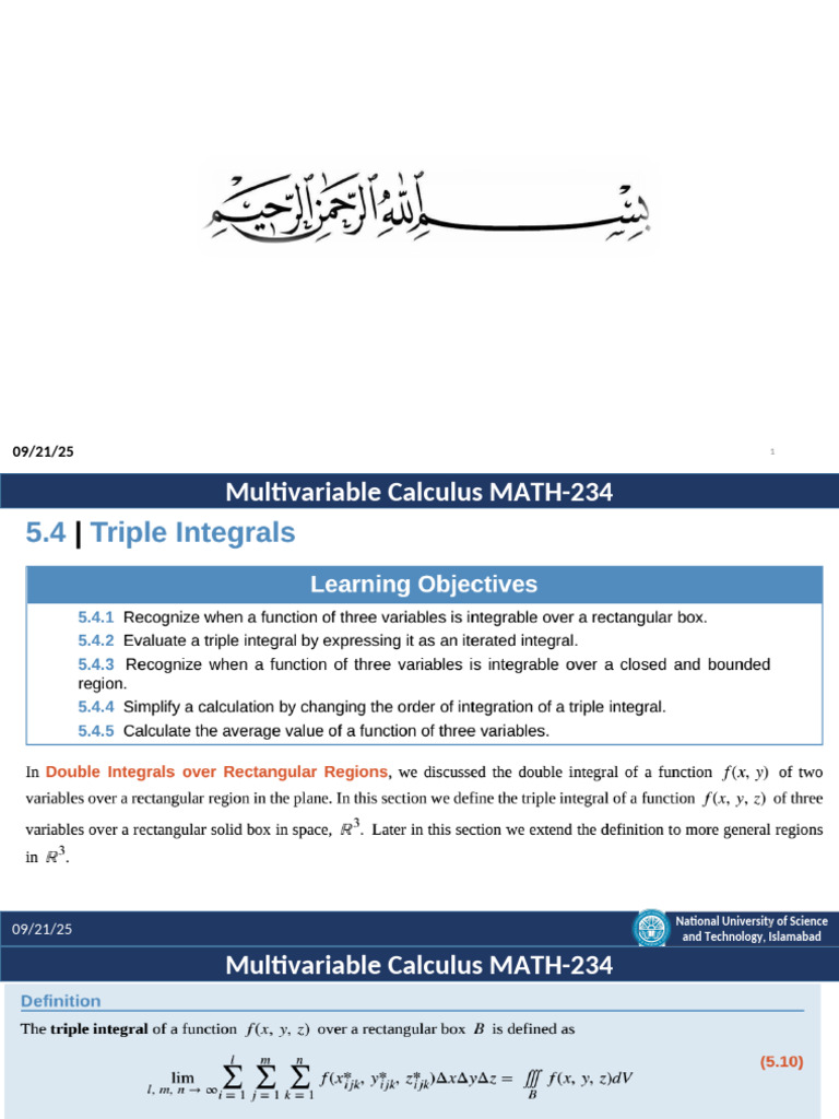Multivariable Calculus MATH-234 Overview | PDF