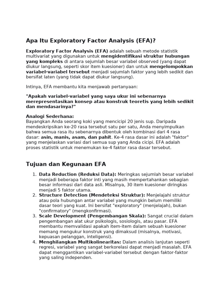 Apa Itu Exploratory Factor Analysis | PDF