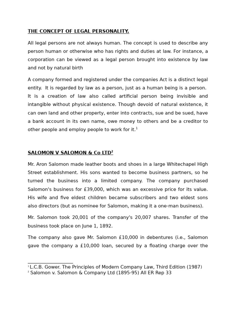 The Concept of Legalpersonality | PDF | Lawsuit | Private Law