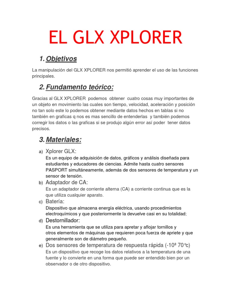El GLX Xplorer | PDF | Herramientas | Science