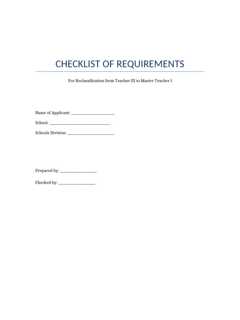Teacher Reclassification Checklist | PDF