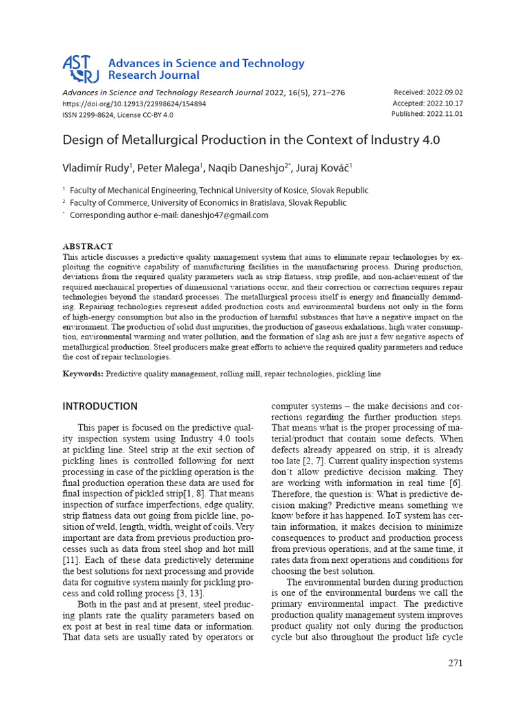Design of Metallurgical Production in The Context of Industry 4.0 | PDF ...