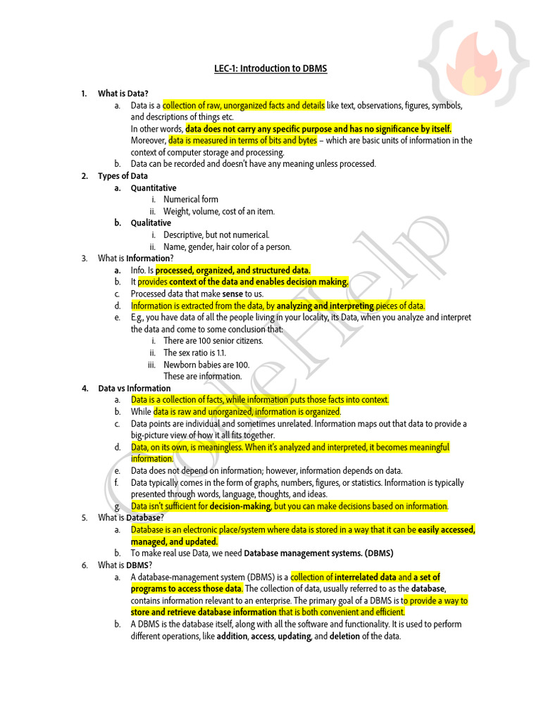 DBMS Love Babbar Complete Notes | PDF | Relational Database | Databases