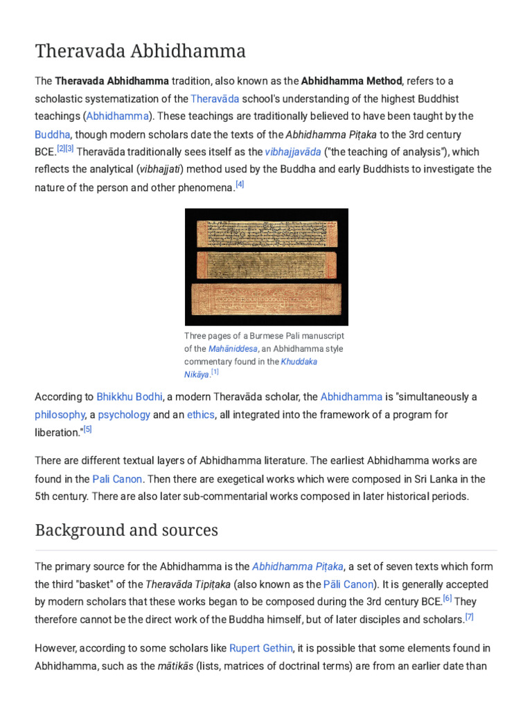 Theravada Abhidhamma - Wikipedia | PDF | Eastern Philosophy | Buddhist ...