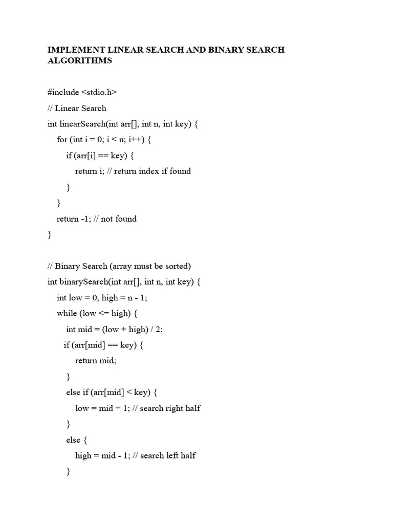 Linear Search and Binary Search | PDF