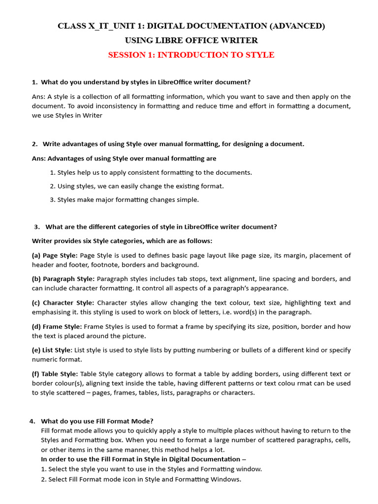 Unit 1 - Dda - Session1 - Styles in Writer Notes | PDF | Software ...