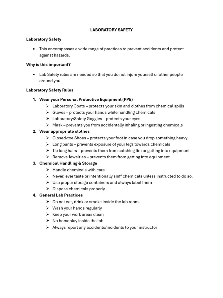 Essential Laboratory Safety Guidelines | PDF