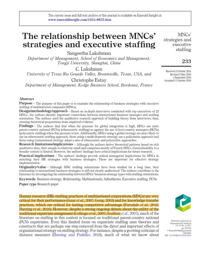 The Relationship Between MNCS' | PDF | Methodology | Qualitative Research