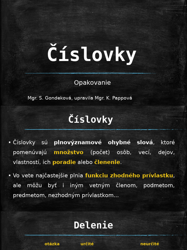 Číslovky - Opakovanie | PDF