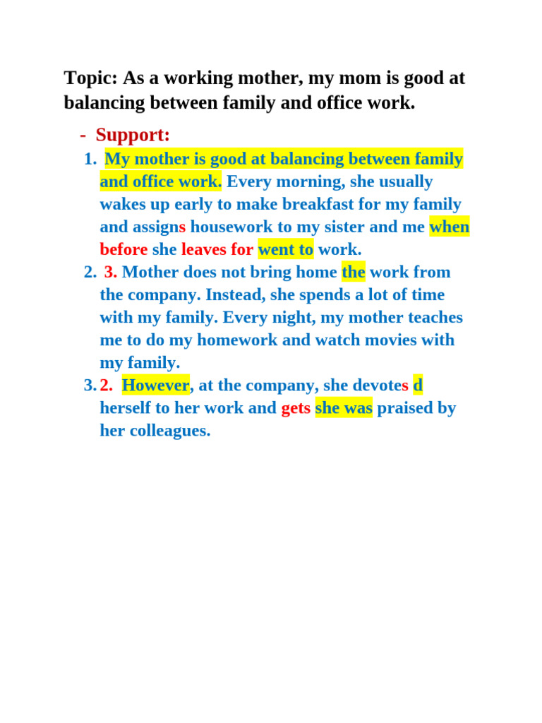 Exercise 1.6 Topic Working Mother | PDF
