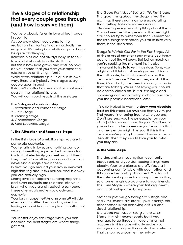Navigating the 5 Relationship Stages | PDF | Romance (Love) | Love