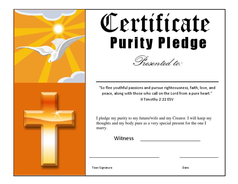 Teen Purity Certificate | Religion And Belief