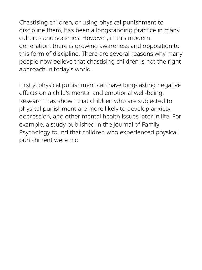 Oppose Chastising of Child Is Not Right in This Modern Generation | PDF ...