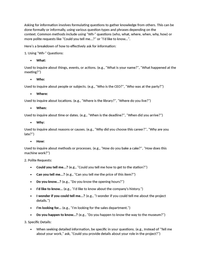 How to Ask for Information Effectively | PDF