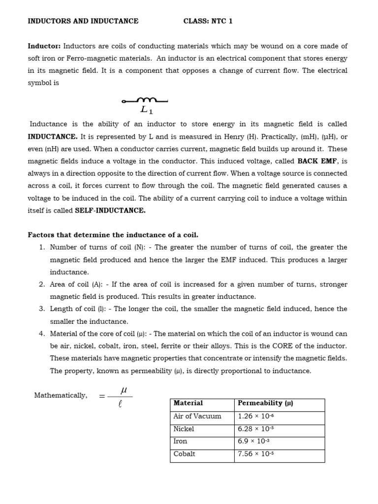 Understanding Inductors and Inductance | PDF | Inductor | Inductance