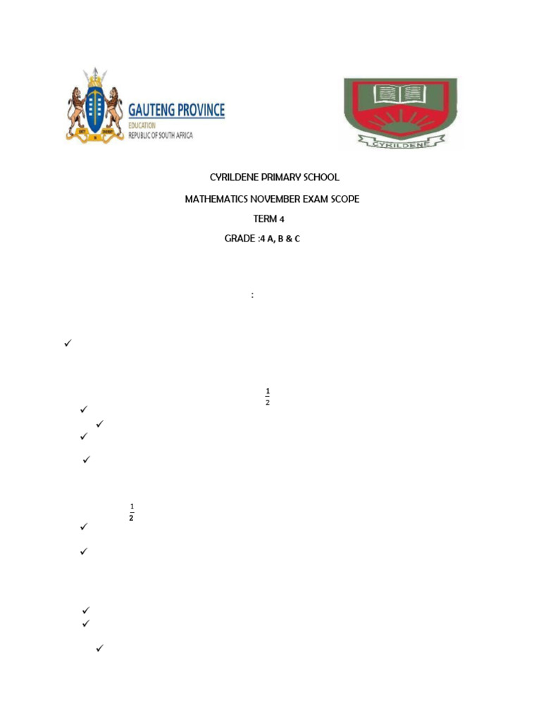 Maths Final Exam Scope | PDF