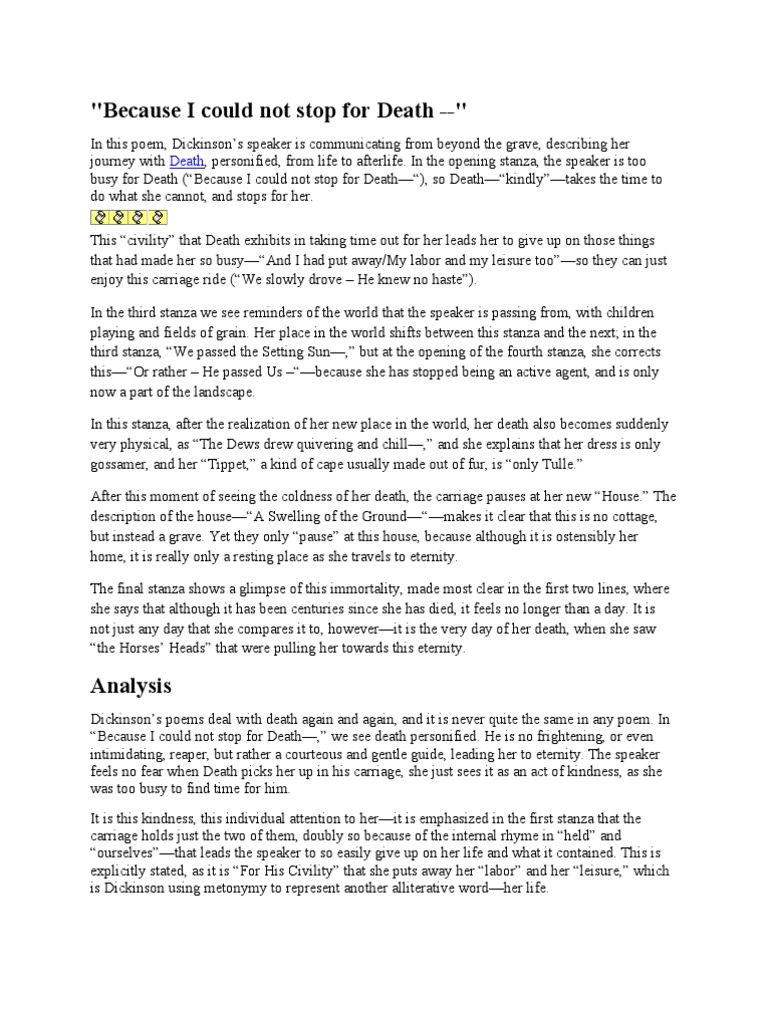 Because I Could Not Stop for Death | Fiction & Literature