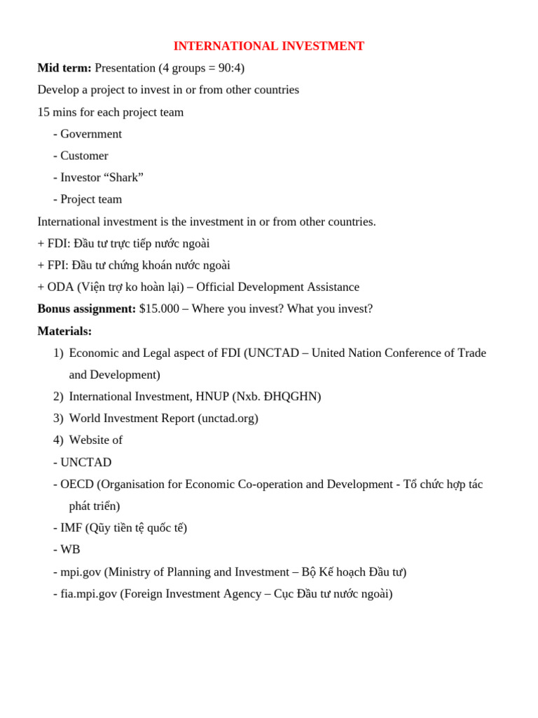 International Investment Overview Guide | PDF | Official Development ...
