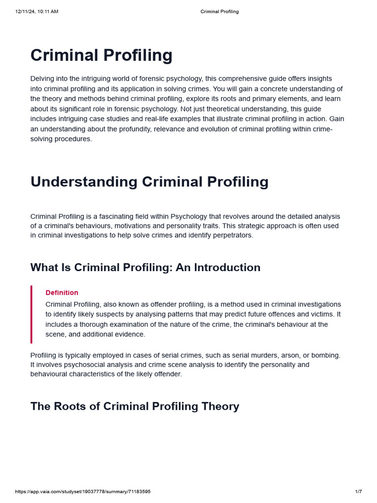 Criminal Profiling Mod 3 | PDF | Offender Profiling | Crimes
