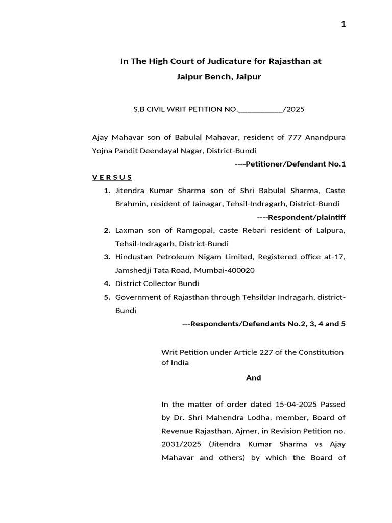 Ajay Mahawar - Jitendra Kumar Sharma | PDF | Affidavit | Common Law