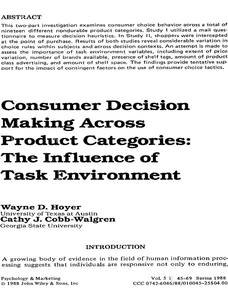 Consumer Decision Making Insights | PDF | Copyright | Freedom Of ...