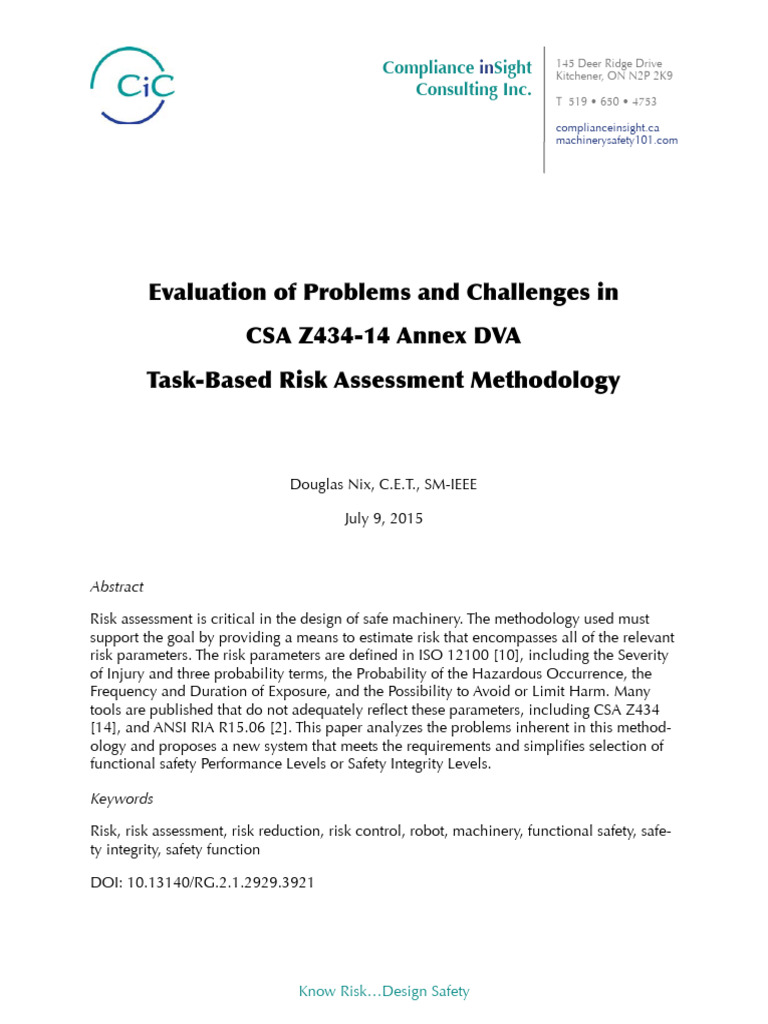 Challenges in CSA Z434 Risk Assessment | PDF | Risk | Risk Assessment