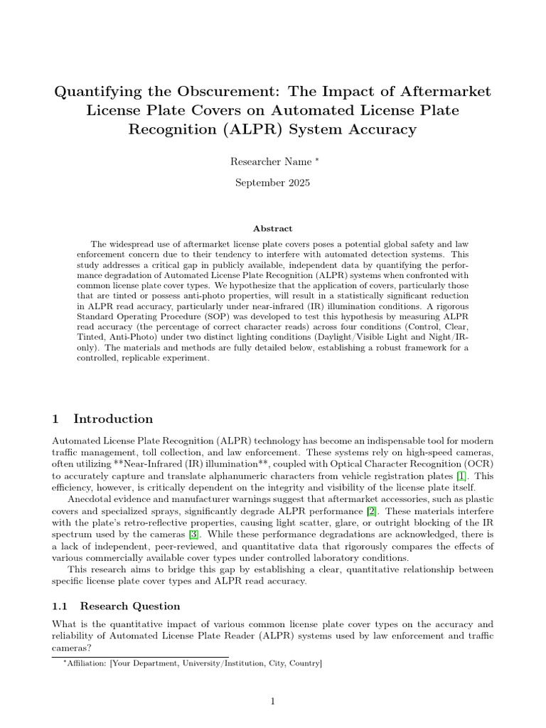 Quantifying The Obscurement: The Impact of Aftermarket License Plate ...