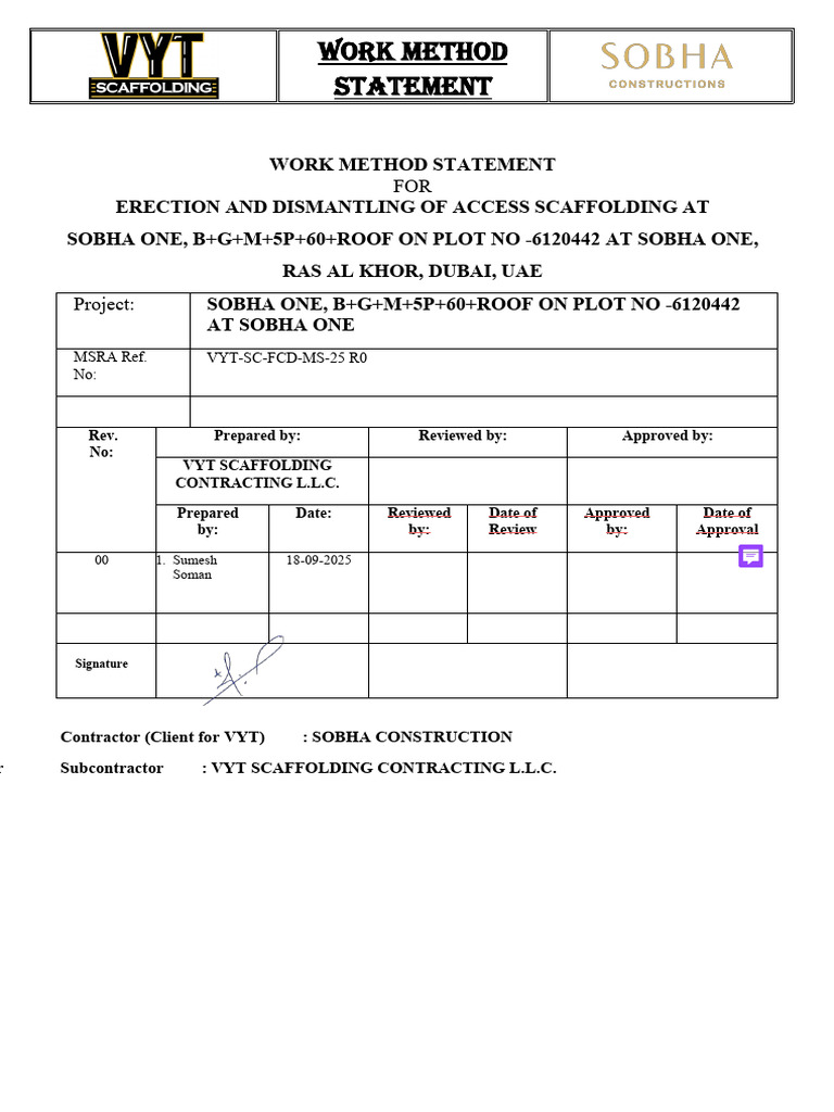Vyt SC FCD Msra 25 r0 Reviewed | PDF | Scaffolding | Occupational Safety And Health