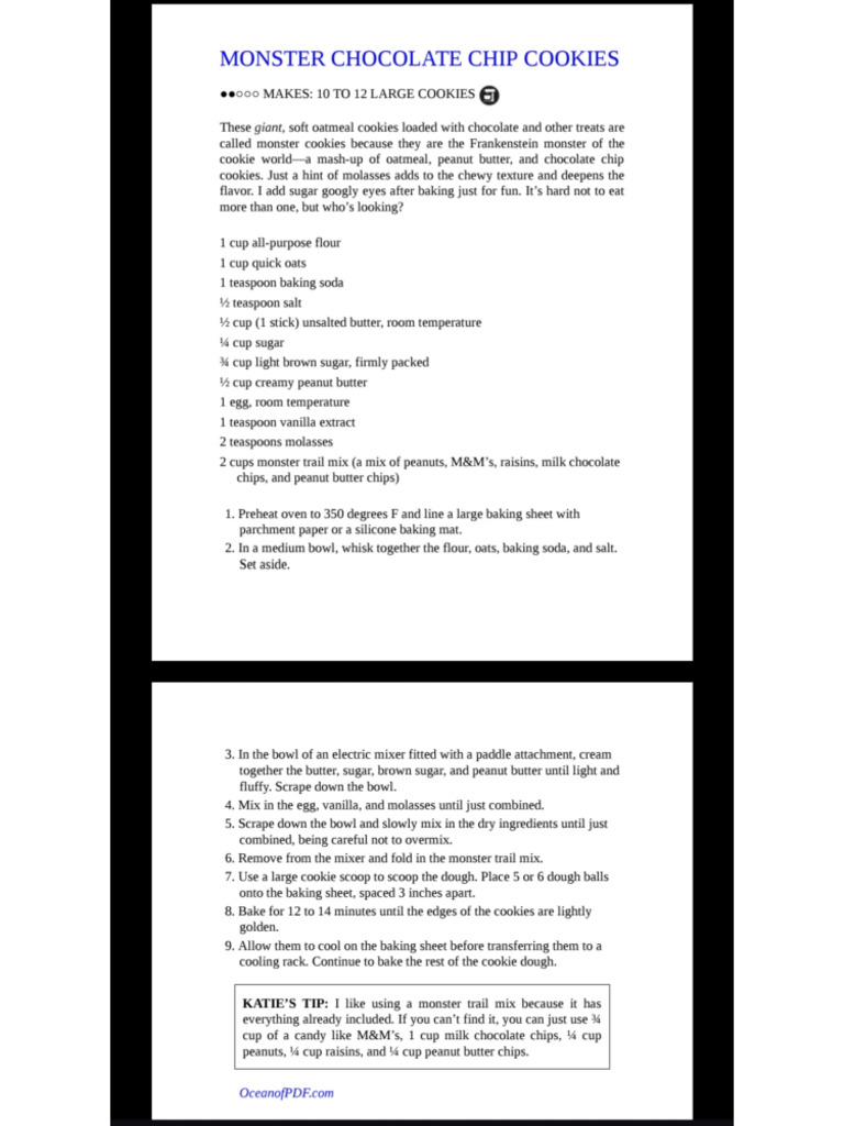 Monster Chocolate Chip Cookies | PDF