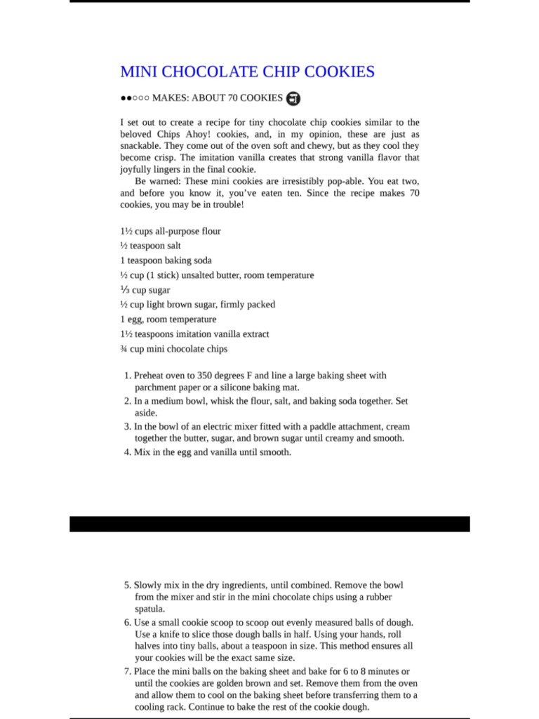 Mini Chocolate Chip Cookies | PDF