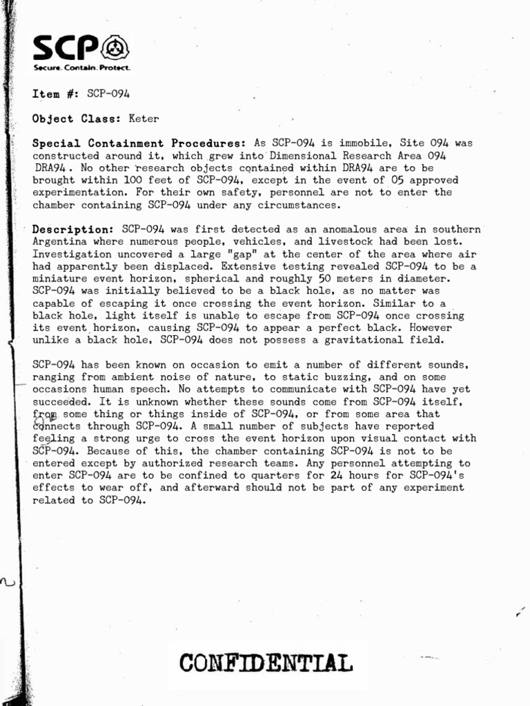 SCP 094 | PDF