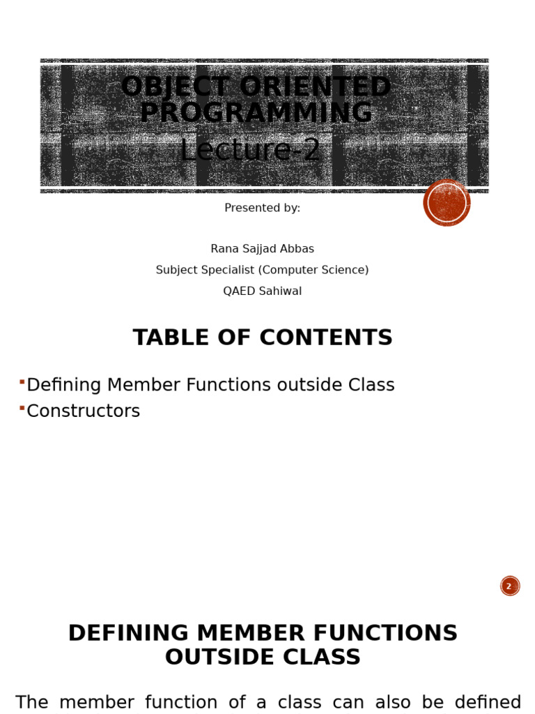 Lecture-2 OOP Using C++ | PDF | Method (Computer Programming) | Namespace