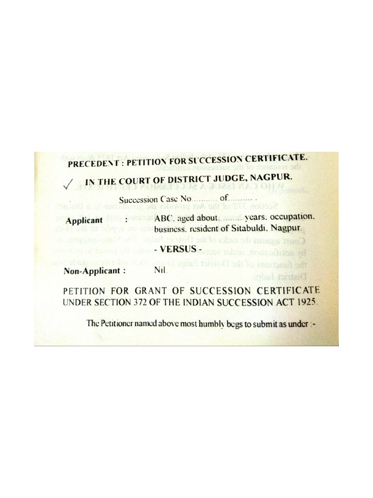 5 Application For Succession Certificate | PDF