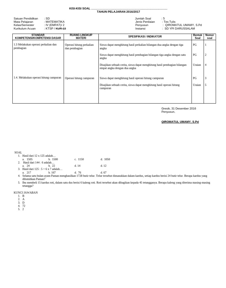 1.form Kisi2-Latihan B.mami | PDF