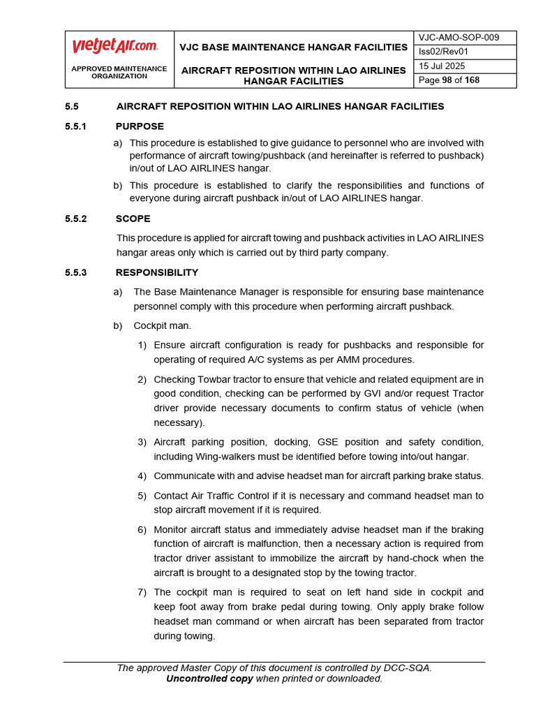 Base Maintenance TOWING | PDF | Aerospace | Aircraft