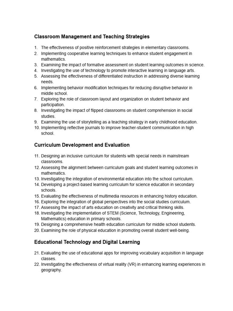 Action Research Topics For B.Ed Students | PDF | Educational Assessment ...
