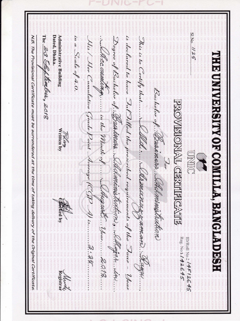 BBA Certificate | PDF