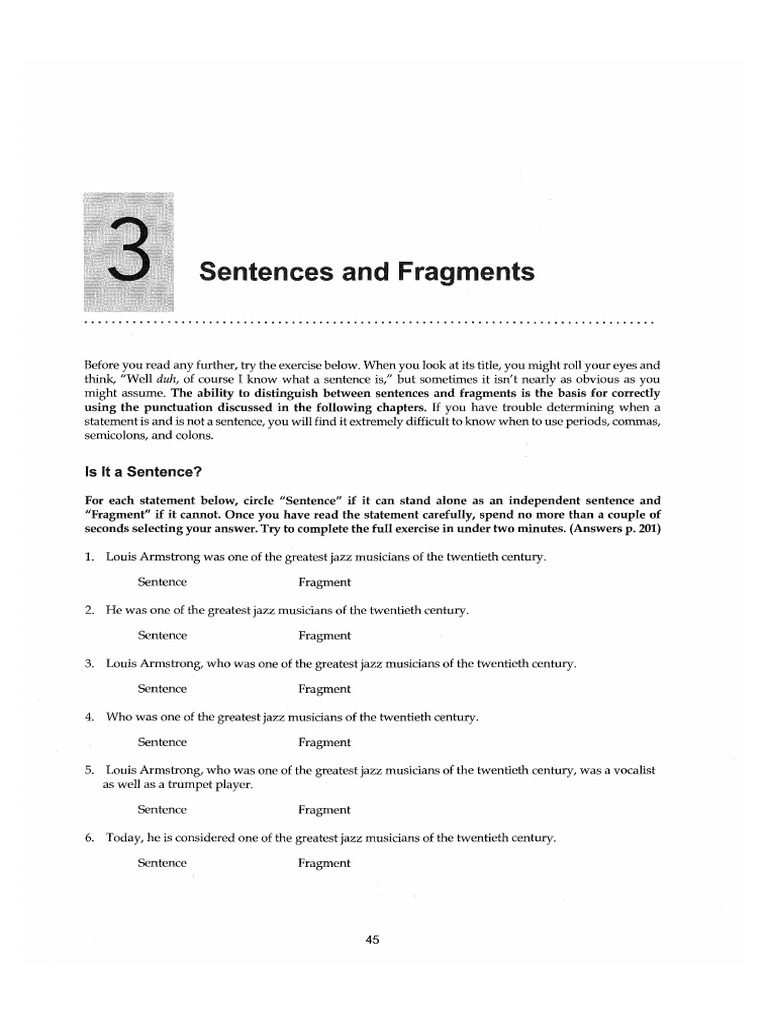 EM - Sentences and Fragments - Exercise 01 SAT MAS | PDF | Chess Theory ...