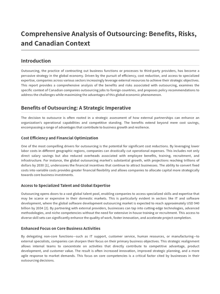 Outsourcing Analysis | PDF | Outsourcing | Offshoring