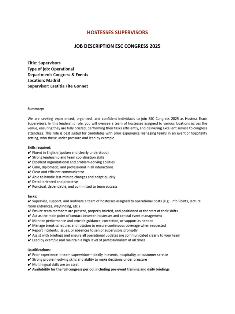 ESC 2025 - Job Description - All Furus | PDF | Communication