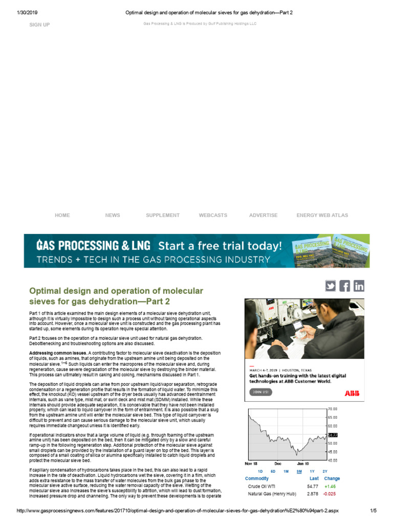 Optimal Design and Operation of Molecular Sieves For Gas Dehydration ...