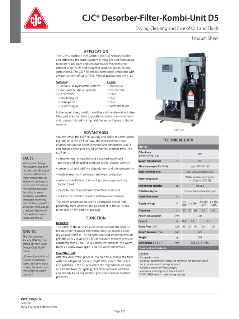 M-68 CJC® Desorber-Filter-Kombi-Unit D5 | PDF