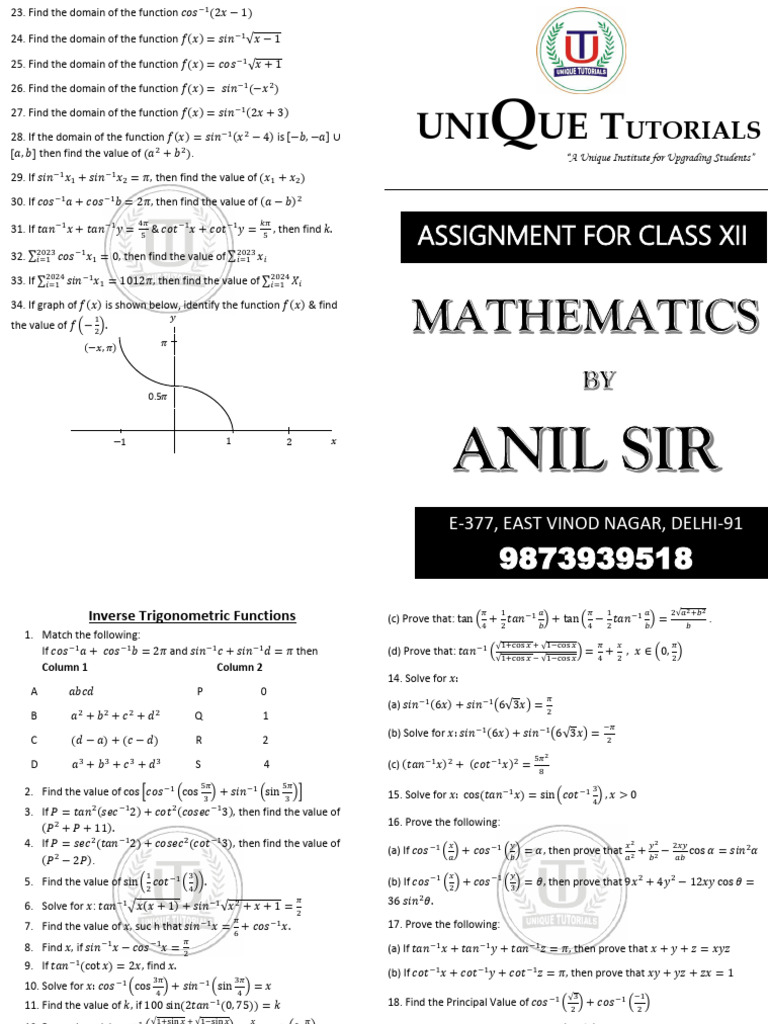Inverse Trigonometric Functions | PDF | Function (Mathematics ...