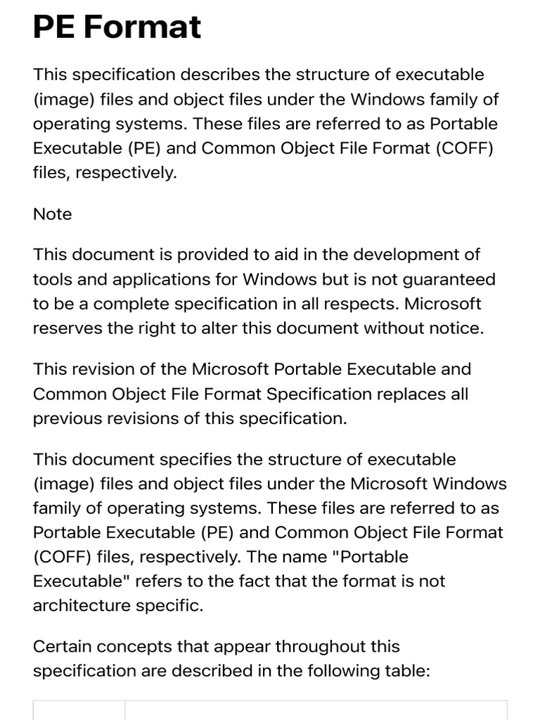 Microsoft PE File Format Specification | PDF | Computer File | File Format