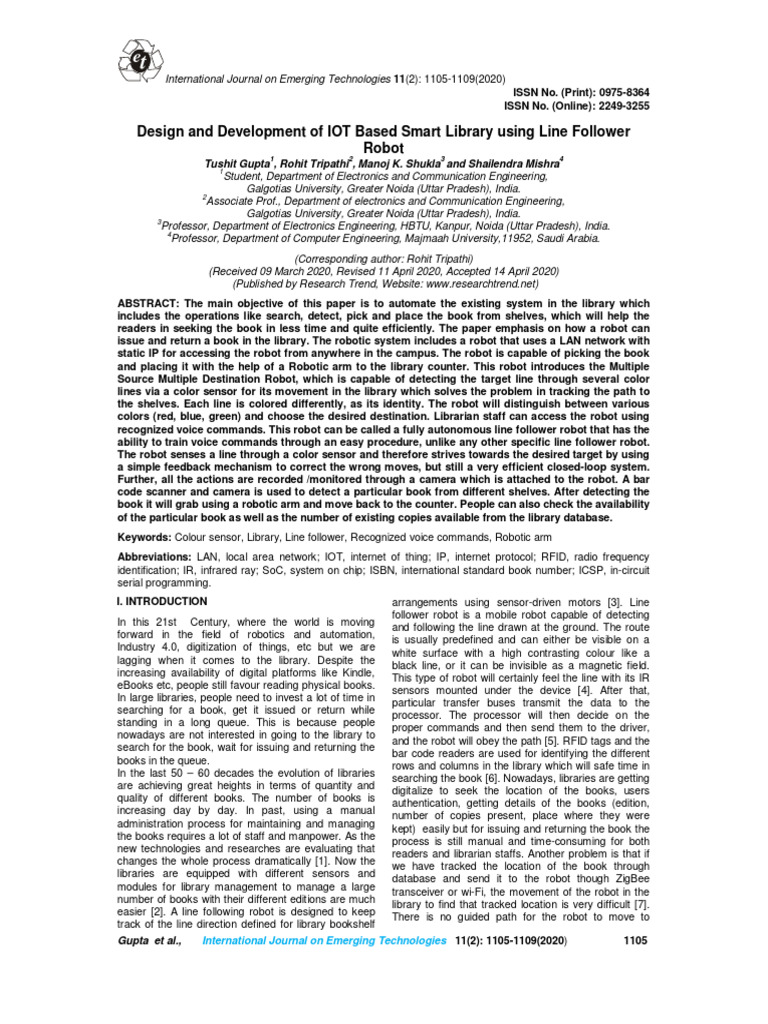 Design and Development of IOT Based Smar | PDF | Barcode | Libraries