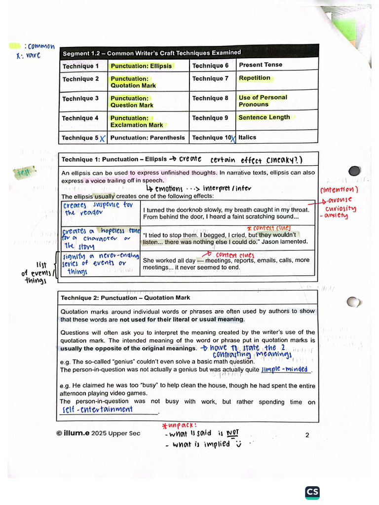 English Writer's Craft Techniques | PDF