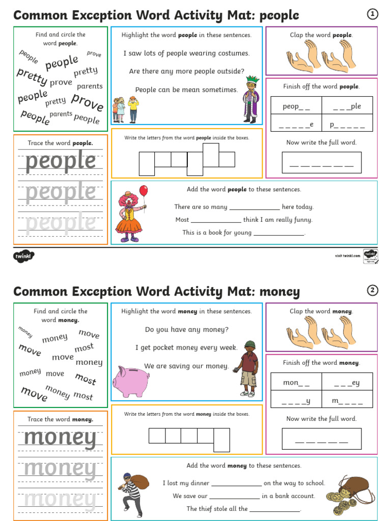 Year 2 Common Exception Word Activity Mat Pack 13 | PDF